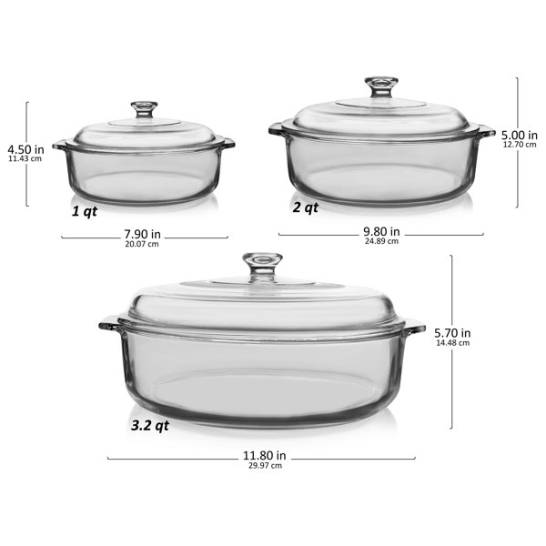 Libbey Baker's Basics 6-Piece Glass Casserole Baking Dish Set with ...