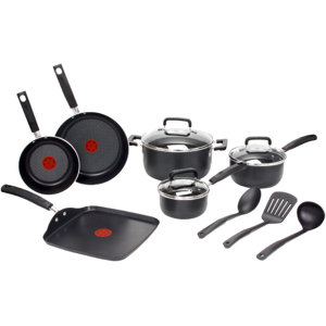 T-fal Signature Total Non-stick 12-piece Cookware Set, Black & Reviews ...