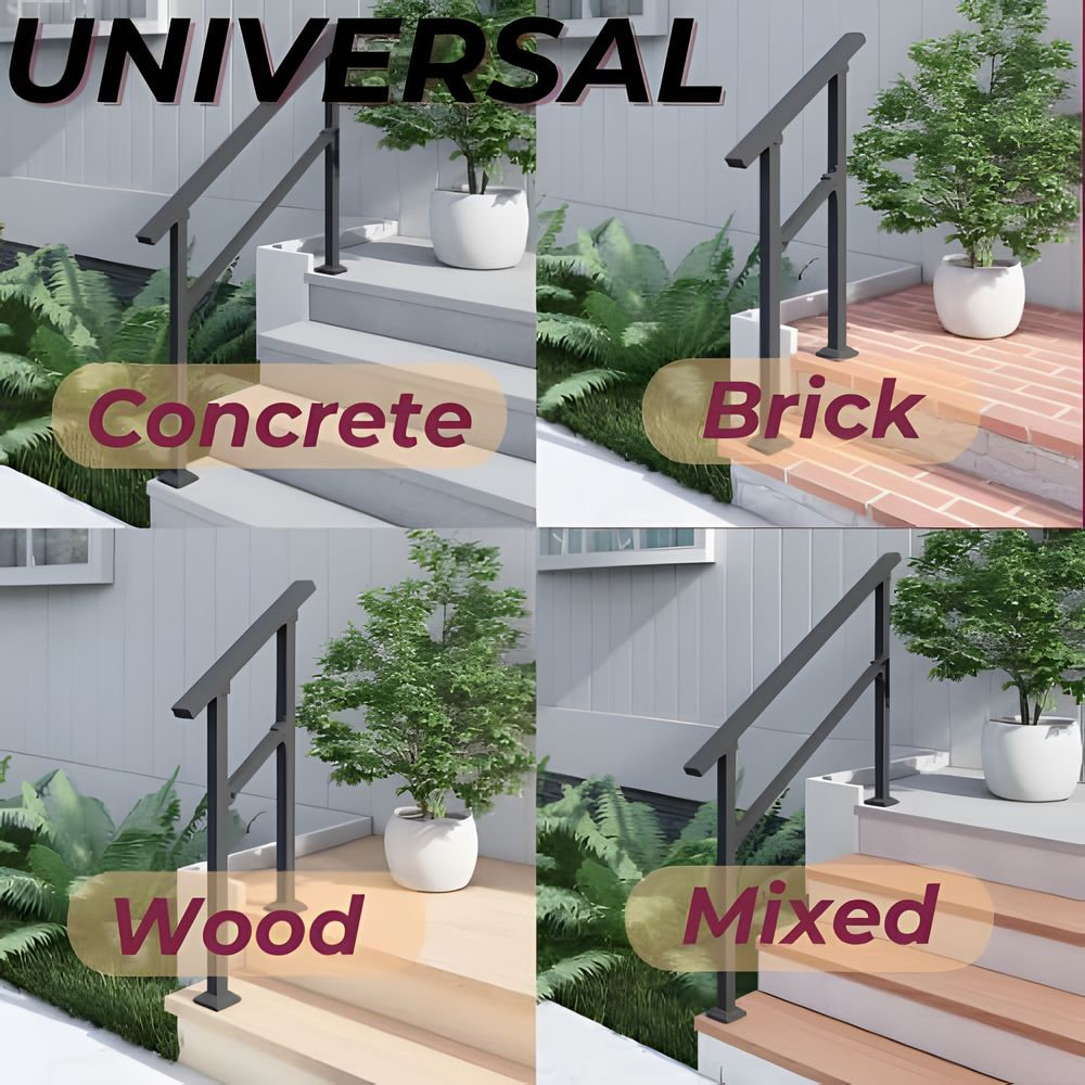 COAHAHA 36” Metal Handrail For Stairs, Heavy-Duty Black Deck Railing ...