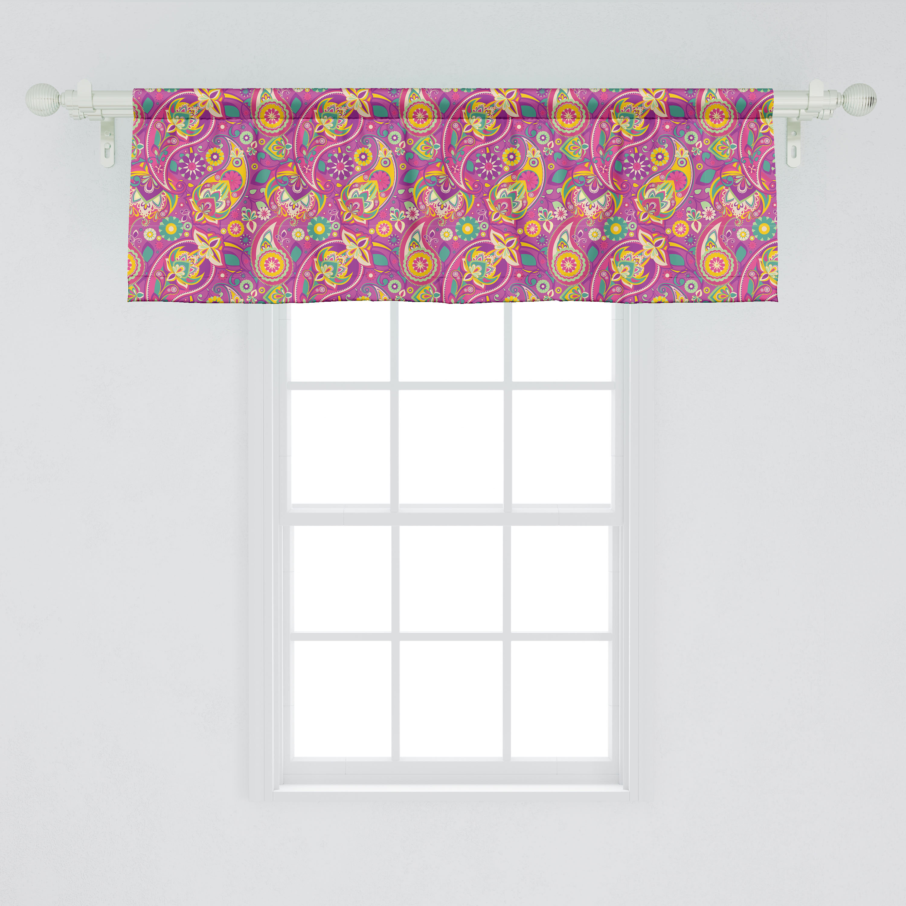 Ambesonne Paisley Valance Pack of 2 Colorful Paisley Inspired Pale ...
