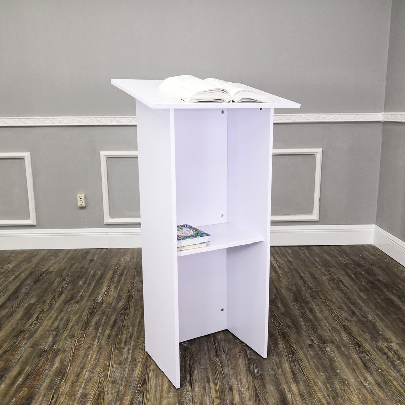 FixtureDisplays White MDF Wood Podium Church Pulpit School Lectern ...