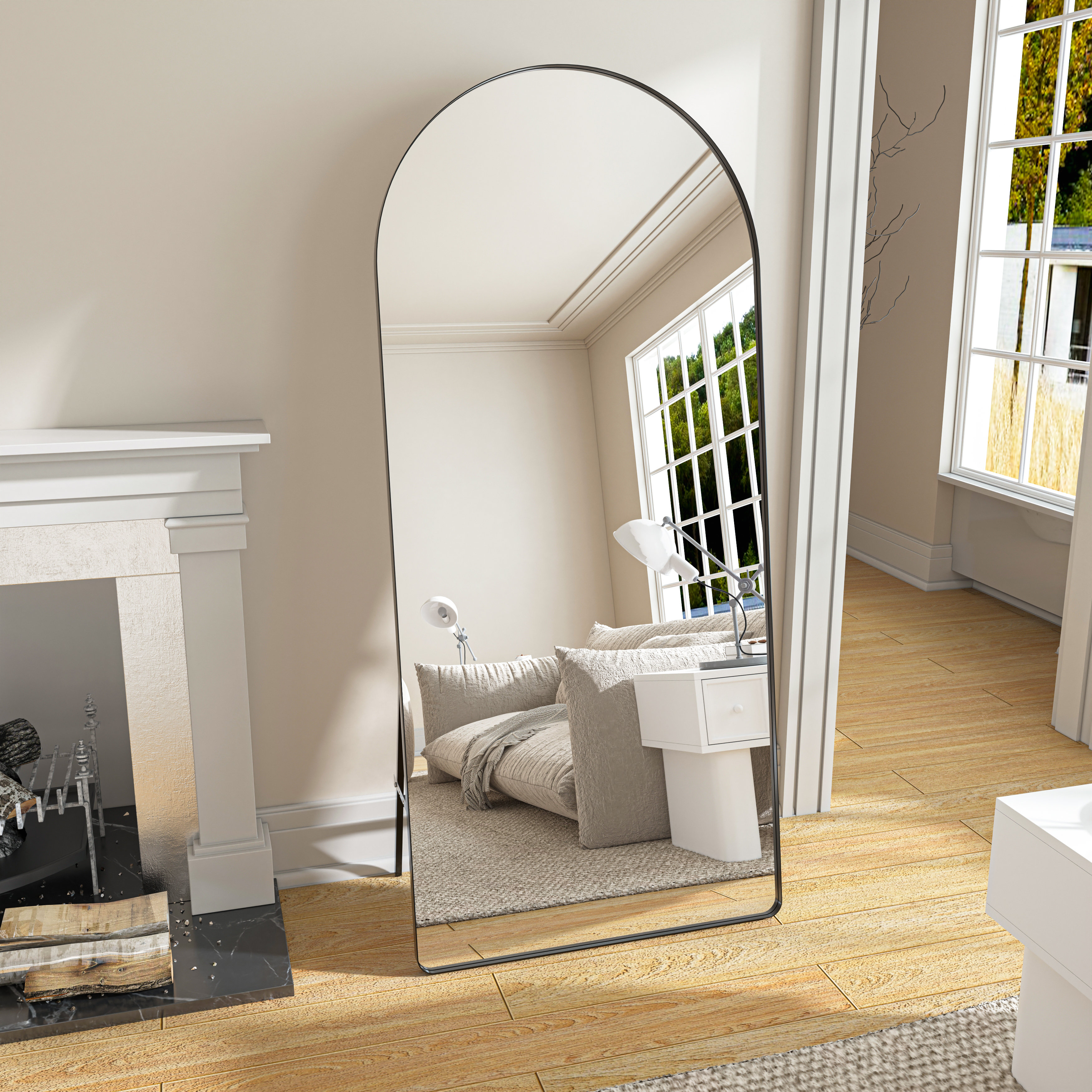 Latitude Run® Full Length Mirror with Stand Arched Wall Mirror ...