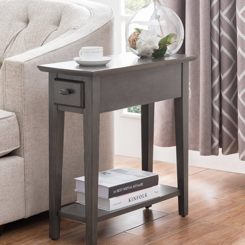 Charlton Home® Solid + Manufactured Wood Narrow Chairside Table ...