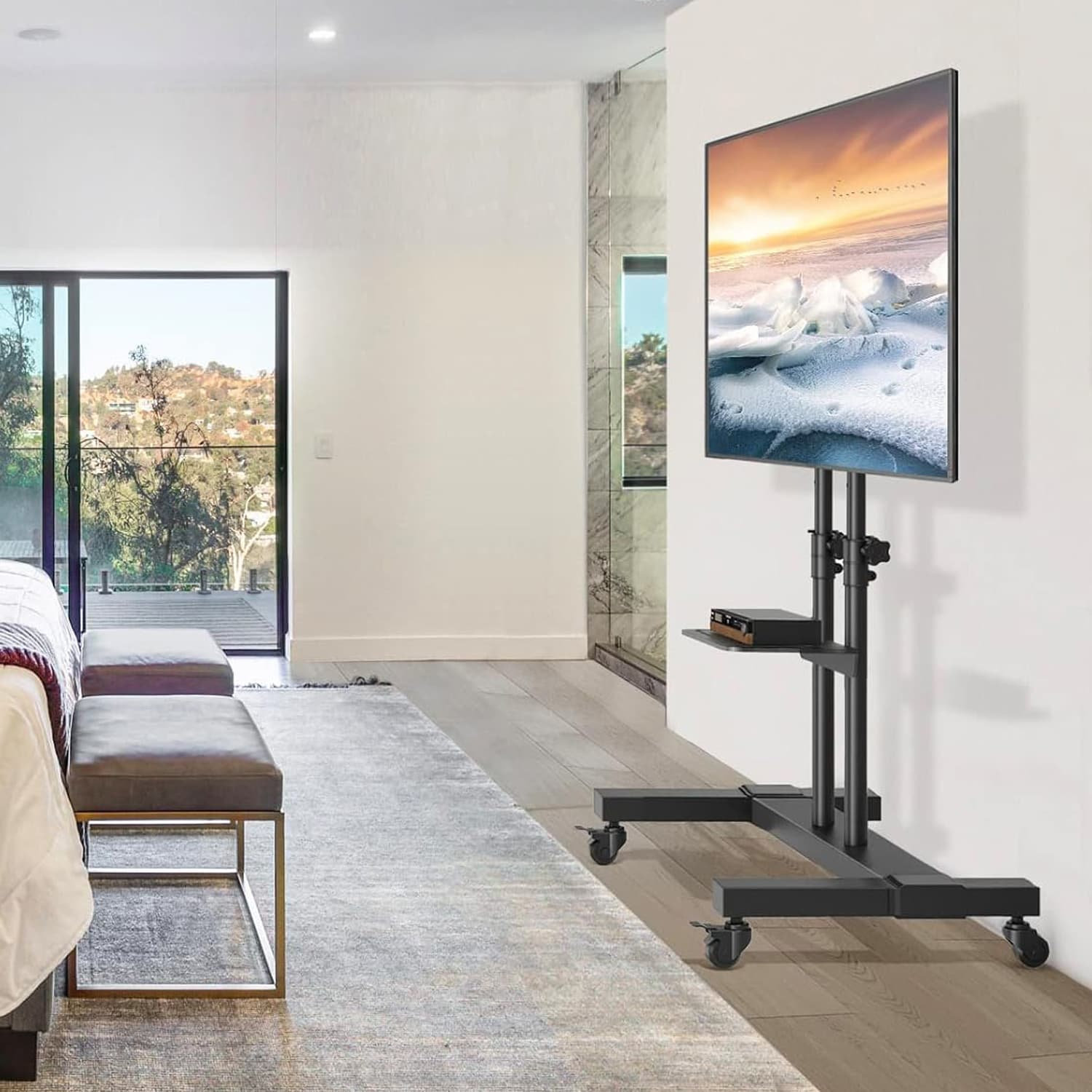 Coen Black Floor Stand Mount 32"- 83" Screens Holds up to 110 lbs ...