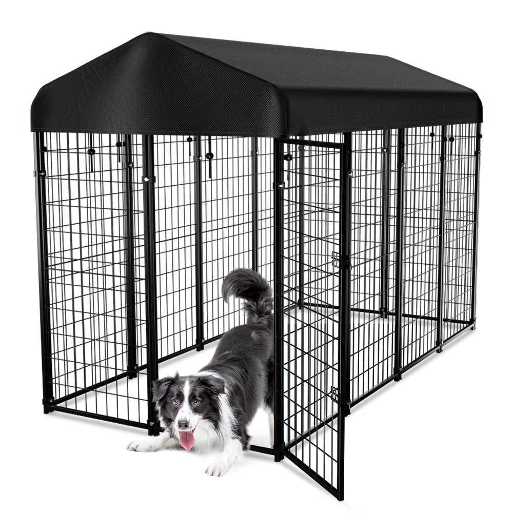 KingSo 70.8"H 12 Panel Metal Yard Kennel, 8'x6'x4' Outdoor Large Dog ...