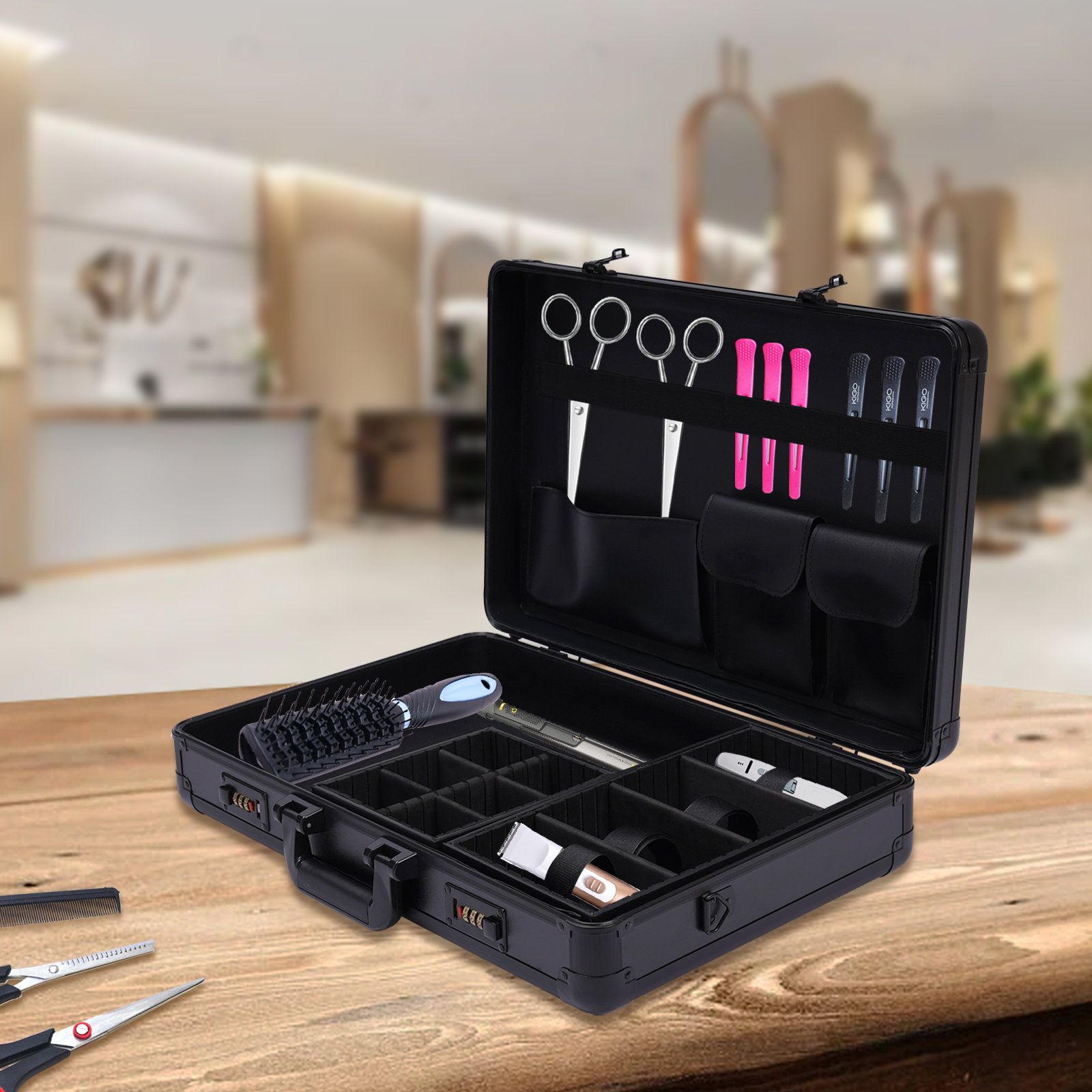 Rebrilliant Krishay Barber Carrying Case Hairdresser Salon Organizer ...