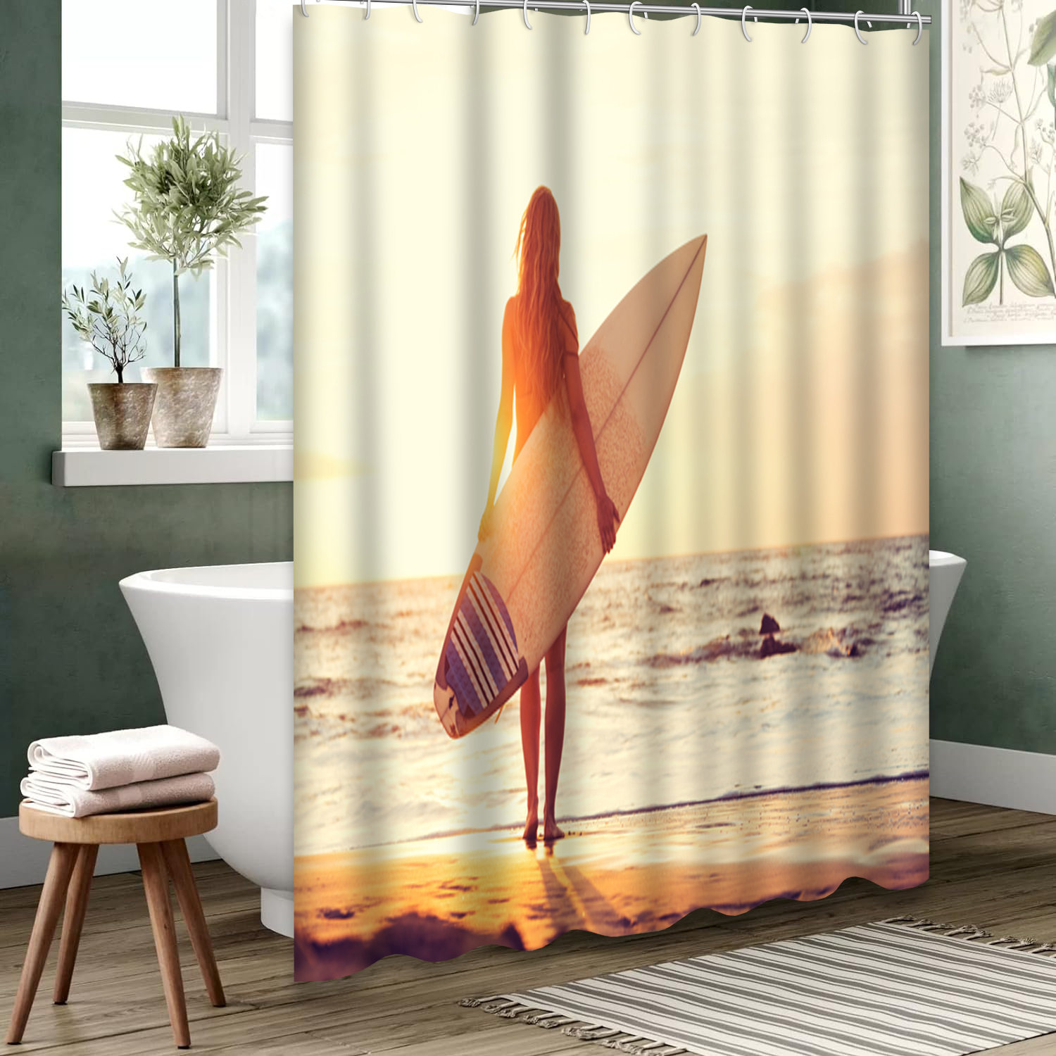 East Urban Home Ocean Sea Sand Waterproof Shower Curtain,Beautiful ...