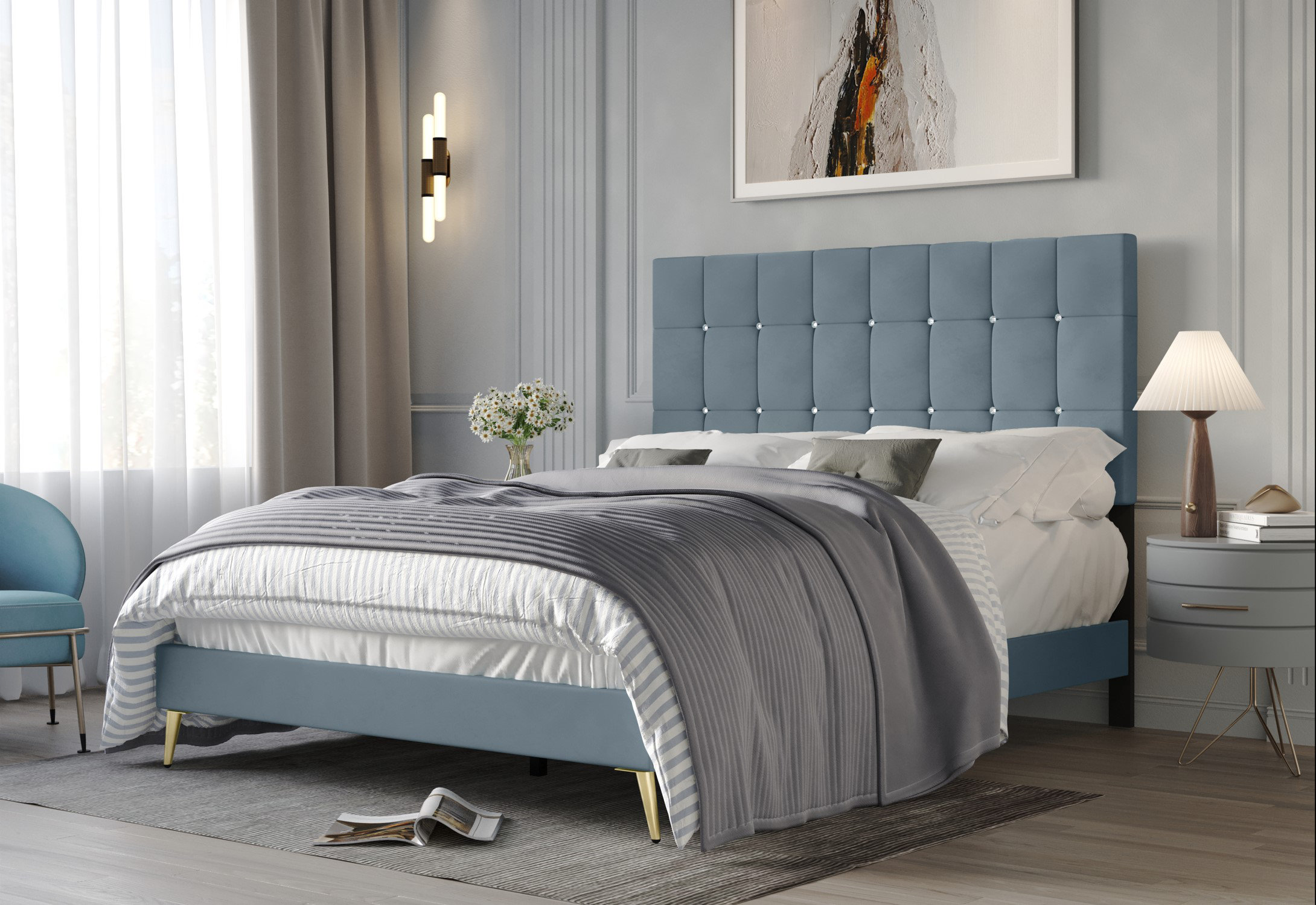 Etta Avenue™ Xiomara Tufted Upholstered Low Profile Standard Bed ...