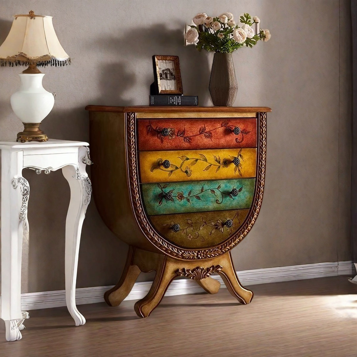 NICECABINET Retro Hand-Painted Solid Wood Accent Chests | Wayfair