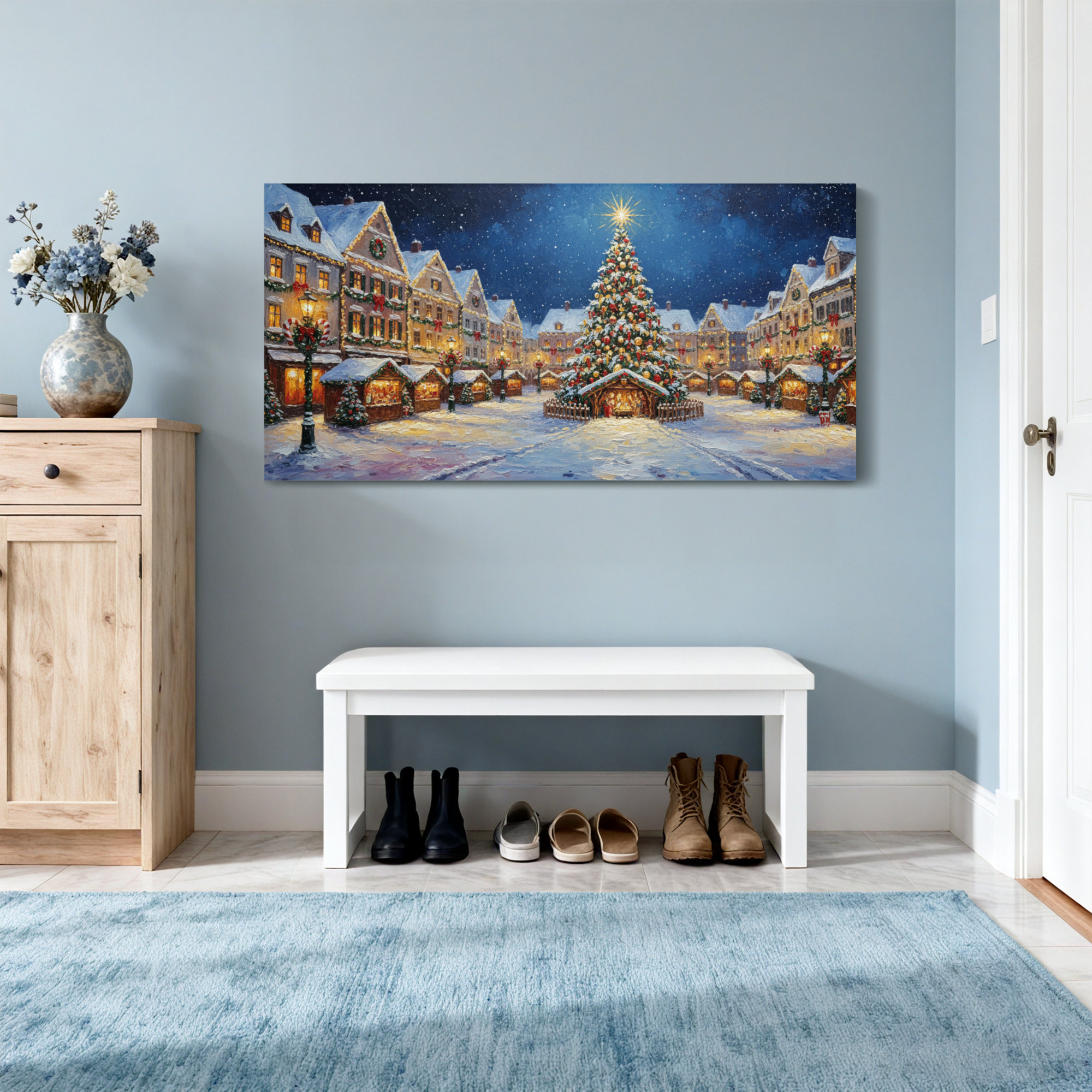 Astoria Grand Scenic & Cityscapes Snowy Village Christmas Tree Night ...