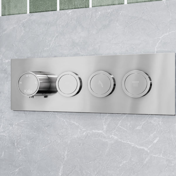 Kalia RoundOne - Thermostatic complete shower system with push-button ...