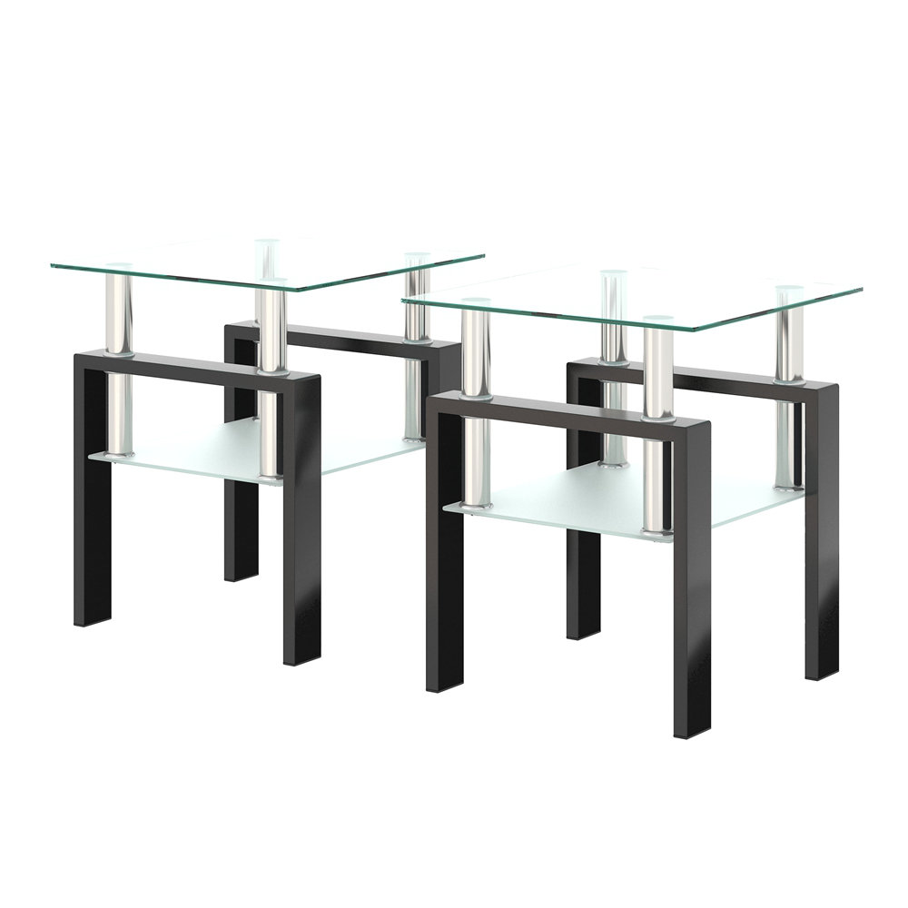 George Oliver Set Of 2, Modern Tempered Glass Tea Table Coffee Table ...