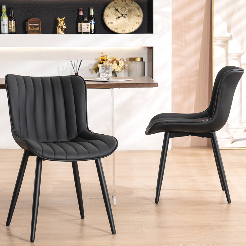 George Oliver Heitger Leather Upholstered Side Chairs Modern Dining ...