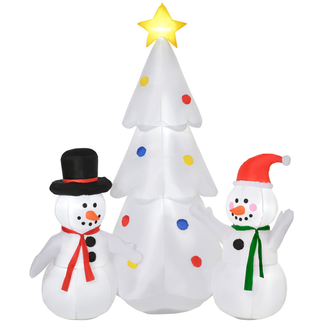 Ivy Bronx HOMCOM 6Ft Inflatable Christmas Tree Decorations And Snowmen ...