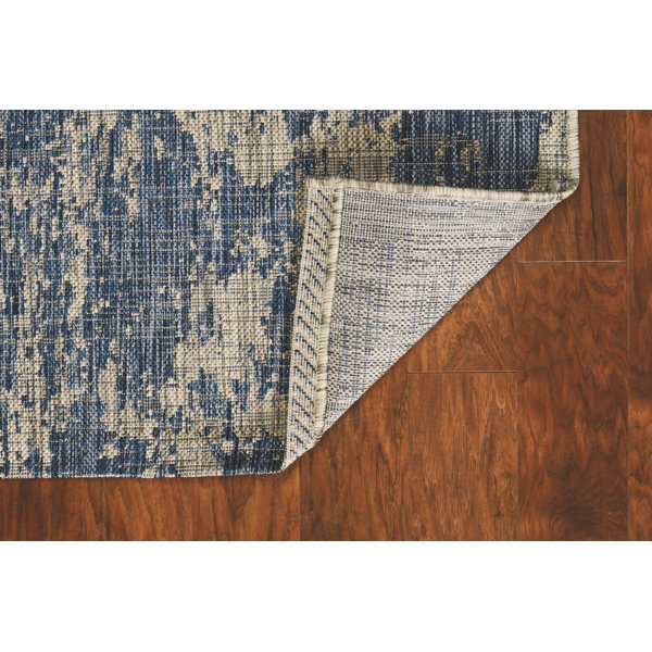 Sol 72 Outdoor™ Adilynn Abstract Blue/Sand Indoor / Outdoor Area Rug ...