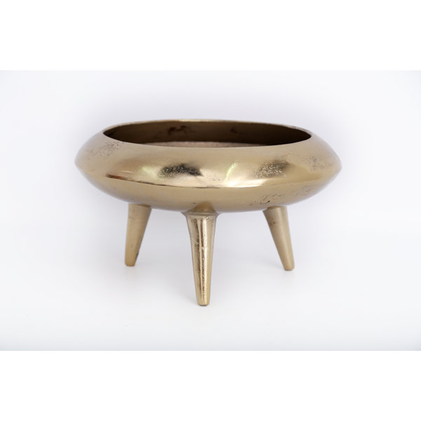 Ivy Bronx Asha-Kate Gold Metal Planter/Bowl With Feet 39Cm | Wayfair.co.uk