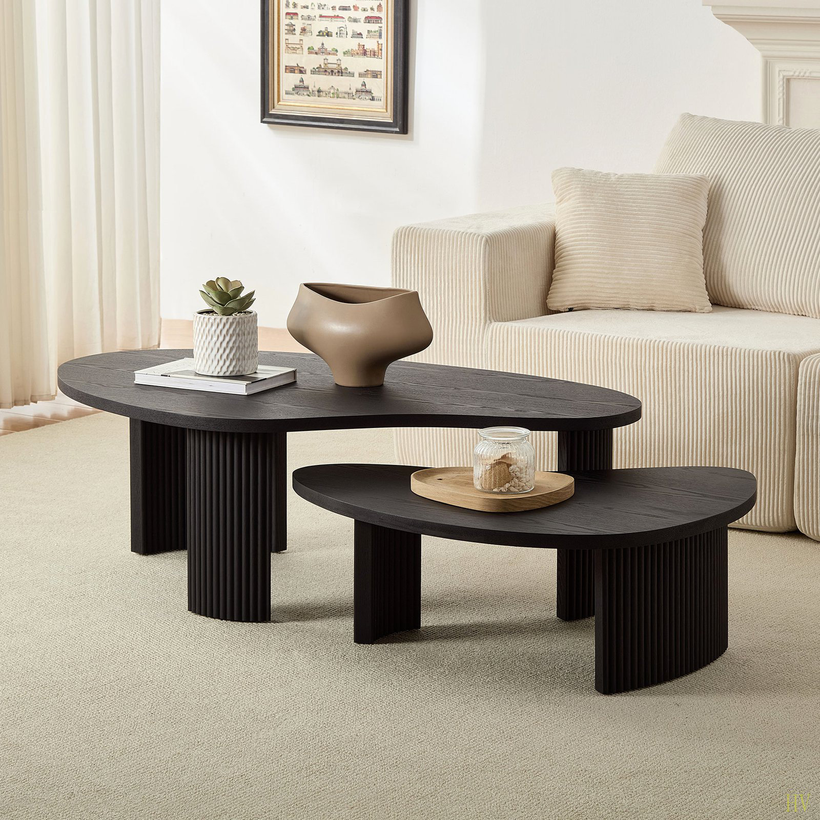 Latitude Run® 2-Piece Modern Irregular Shape Coffee Table Set For ...