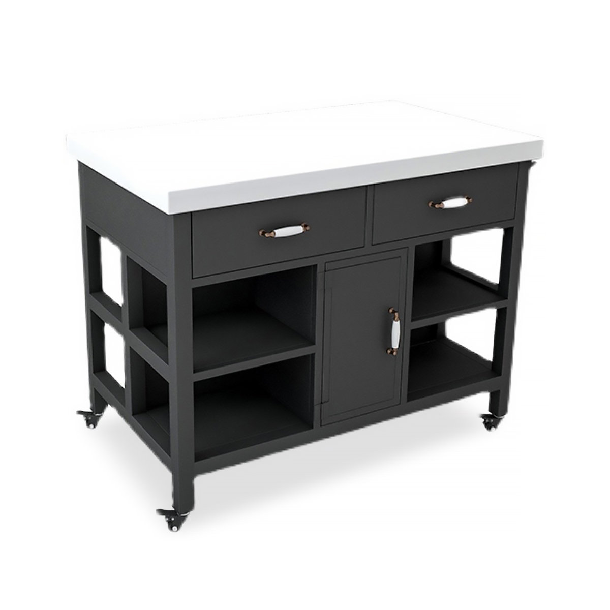 Hokku Designs Light Luxury Marble Iron Frame Kitchen Island | Wayfair