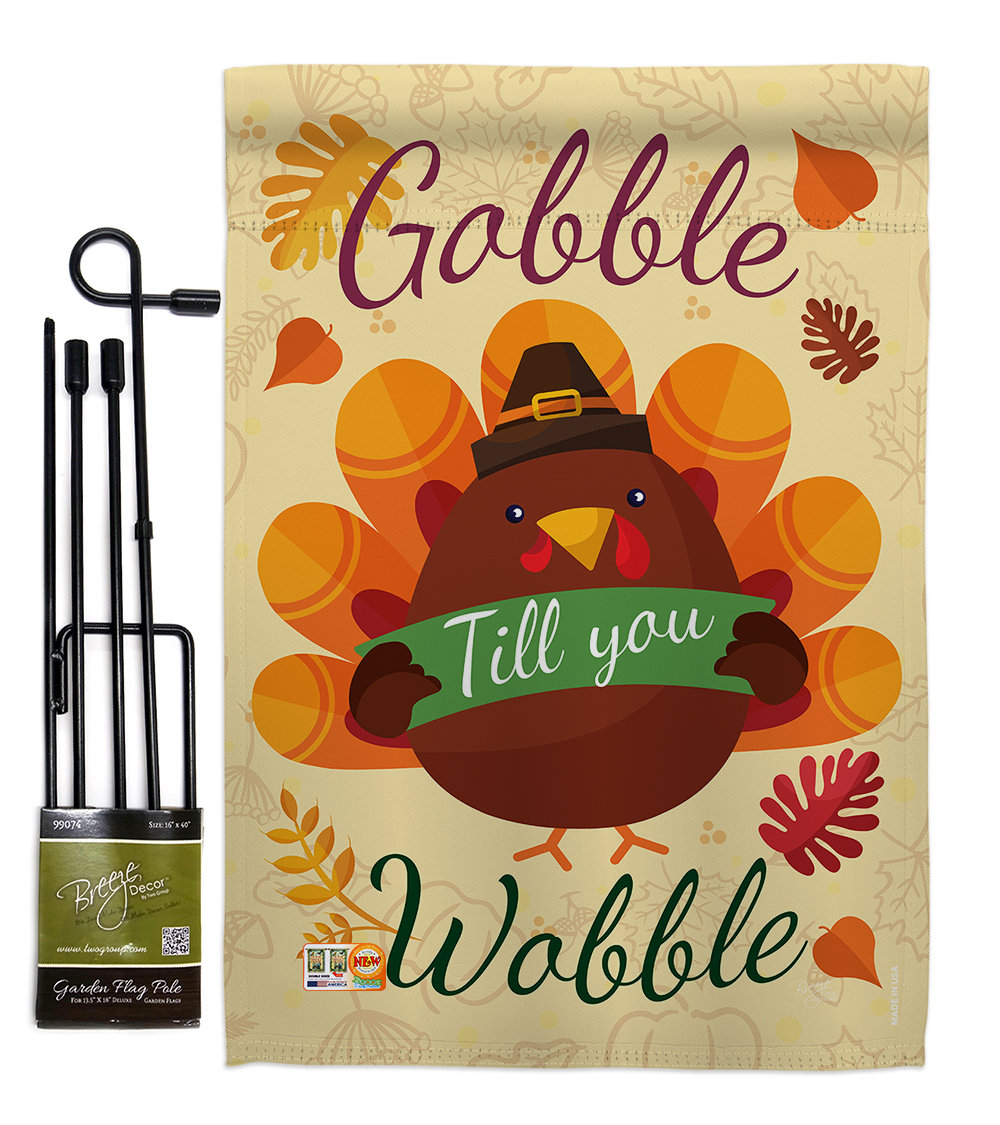 Breeze Decor Gobble Til You Wobble Impressions 2-Sided Polyester 18.5 x ...