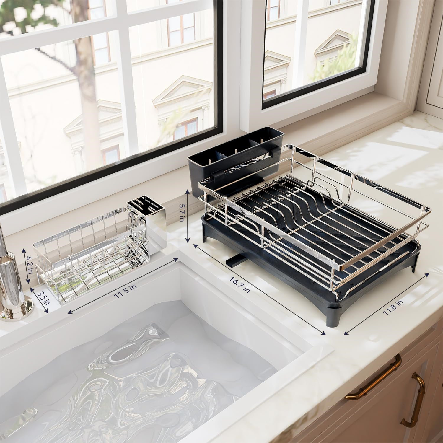 PAVORA Kitchen Countertop Dish Drying Rack - 304 Stainless Steel ...