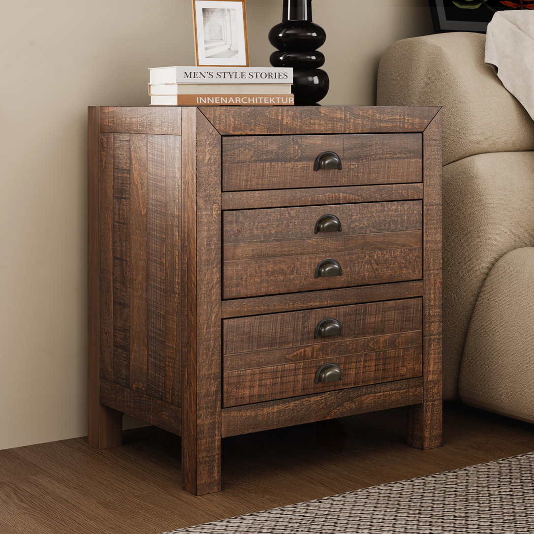 Ophelia & Co. Charming Rustic Farmhouse Style Nightstand with Three ...