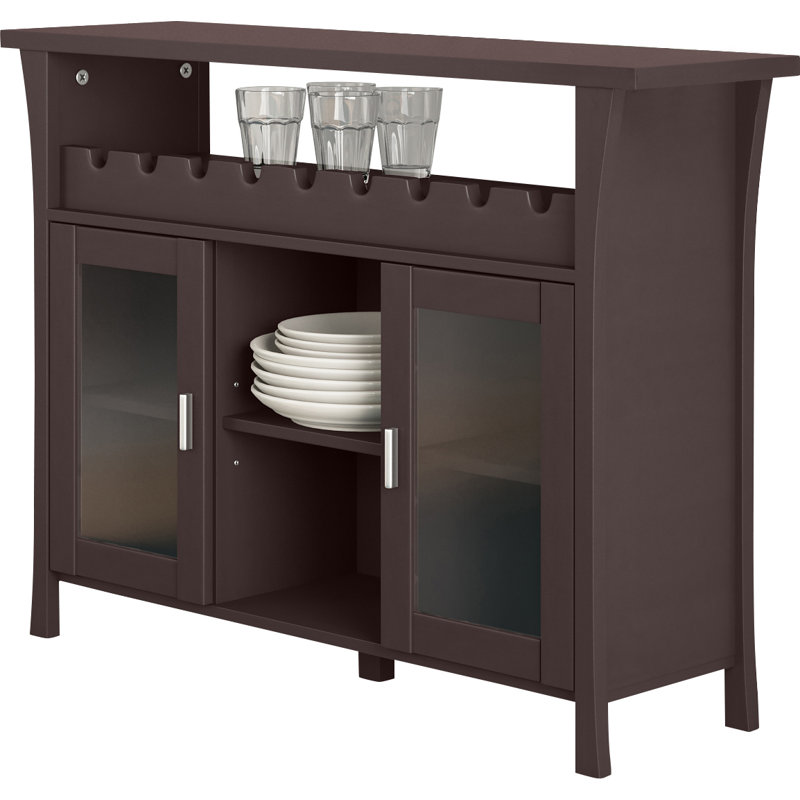 Winston Porter Bertus Wine Rack Buffet Server Console Table with Glass ...