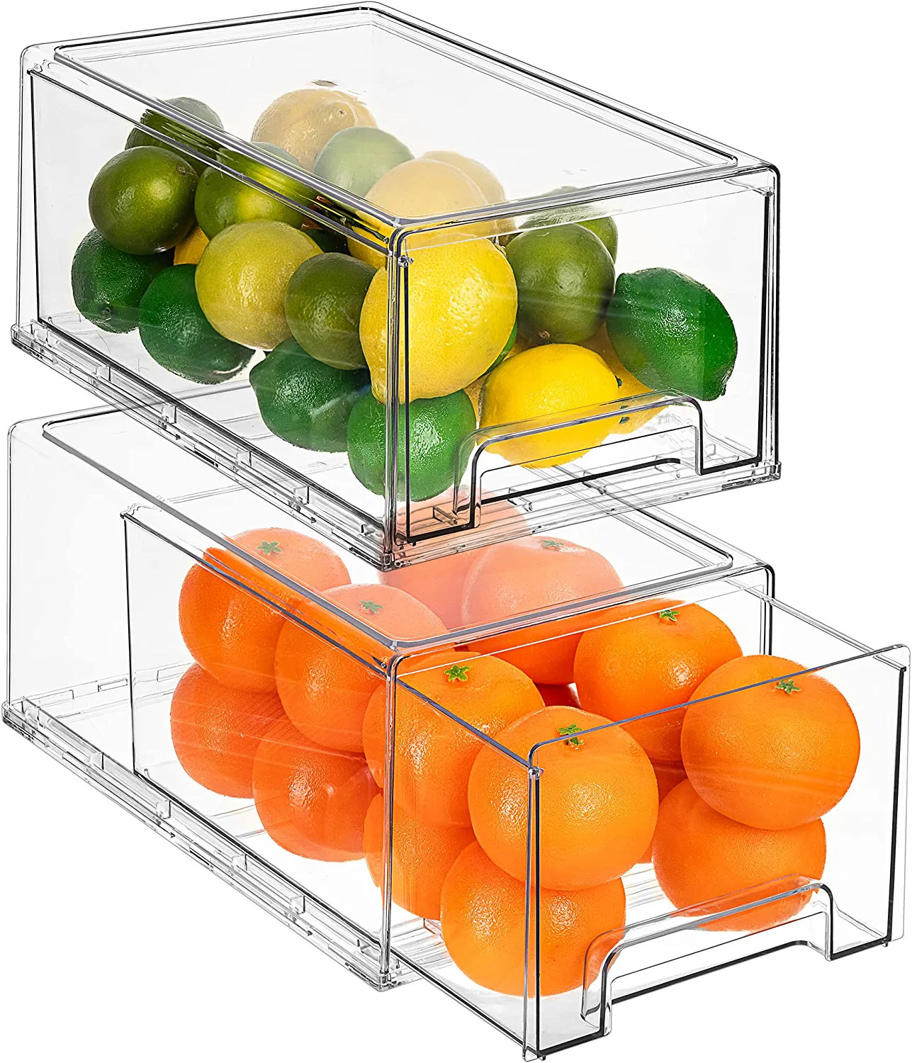 Prep & Savour Corrinn Sorbus 2 Pack Large Clear Stackable Pull-Out ...