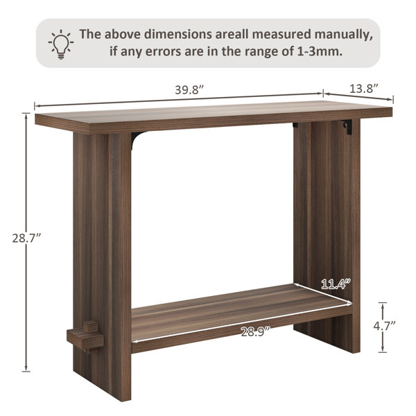 Millwood Pines 39.8 Inches All Wood Console Table For Entrance, 2 Tiers ...