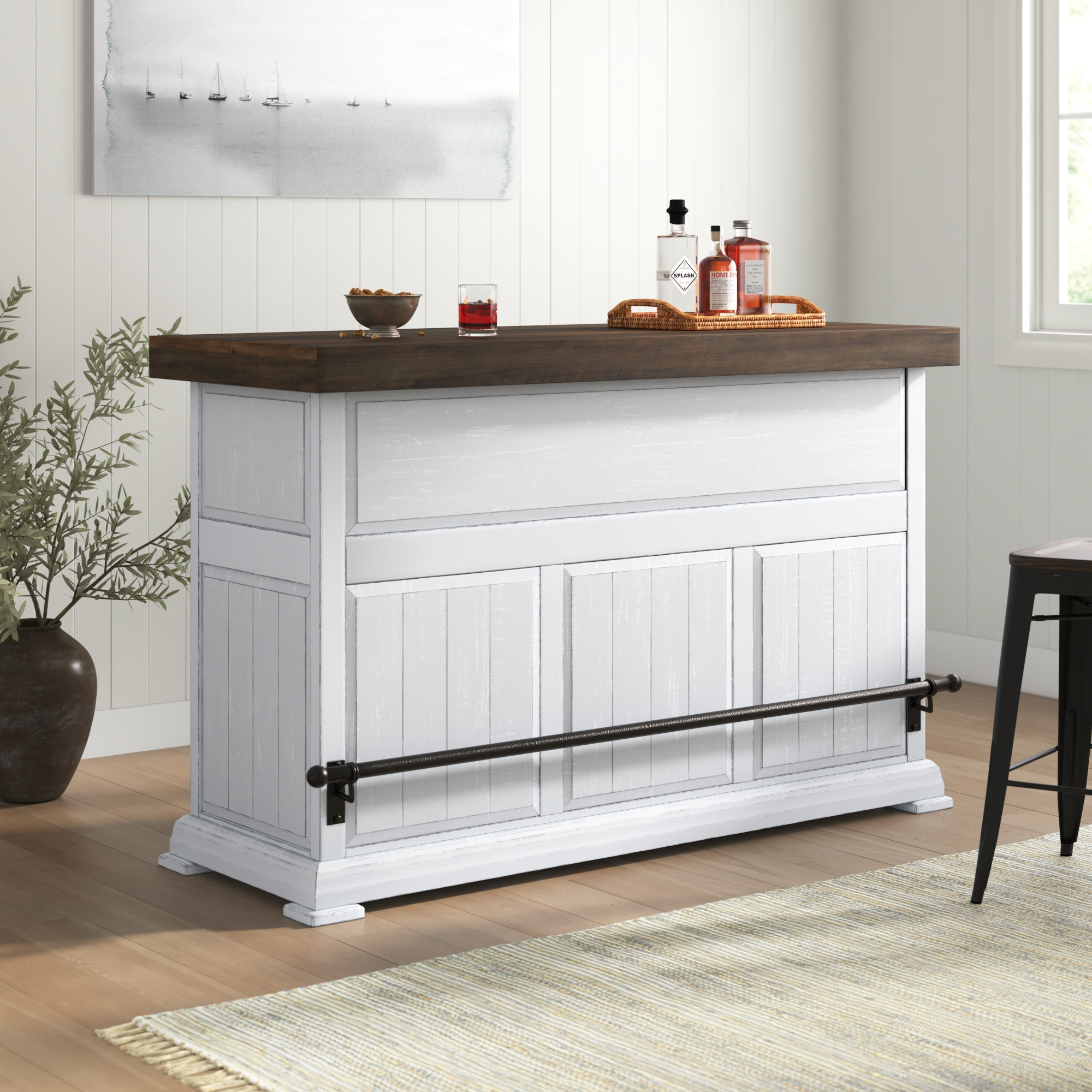 Sand & Stable Farrahn 68'' Solid Wood Wine Bar & Reviews | Wayfair