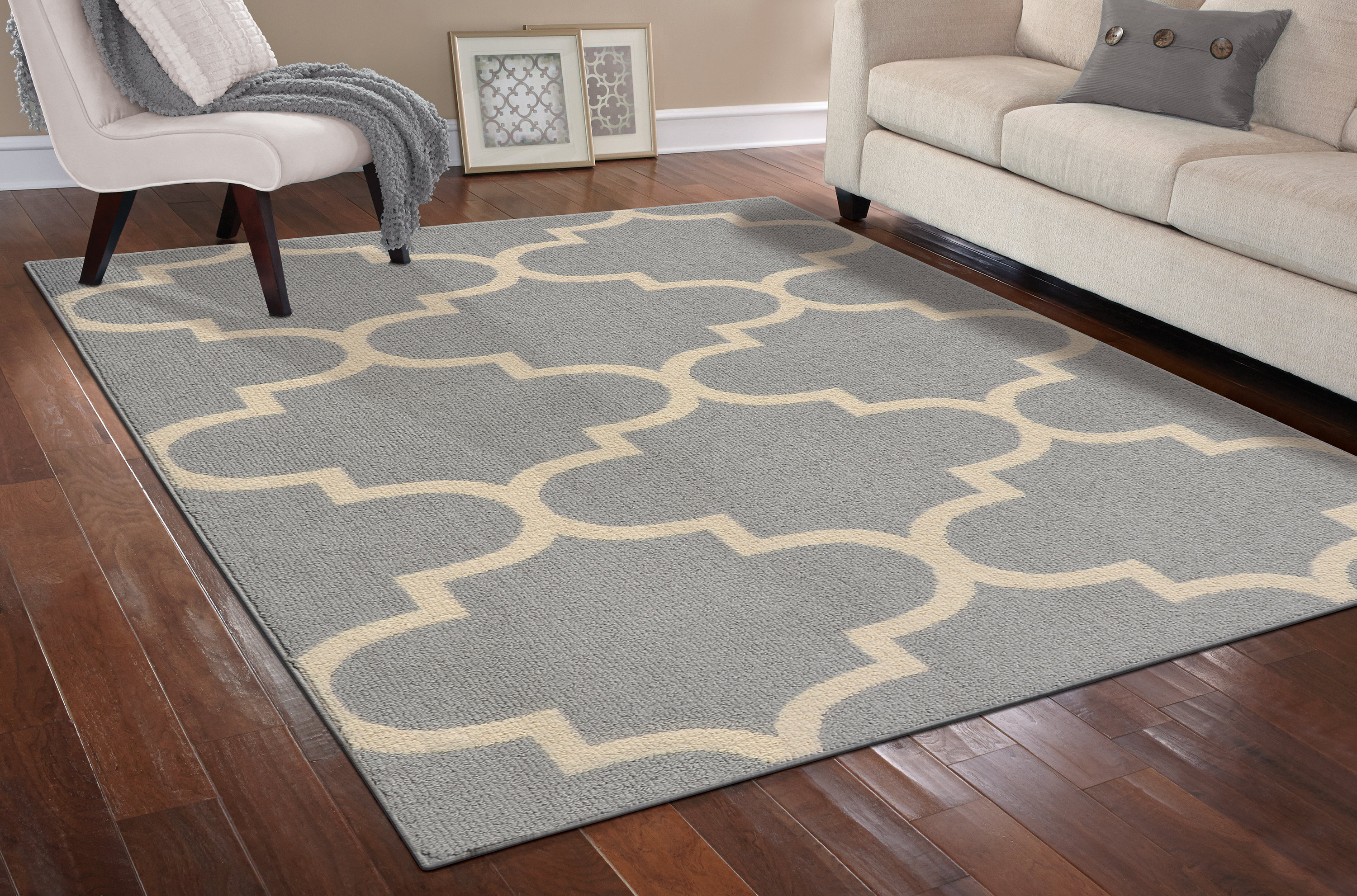 Garland Rug Large Quatrefoil Geometric Tufted Gray/Ivory Area Rug ...