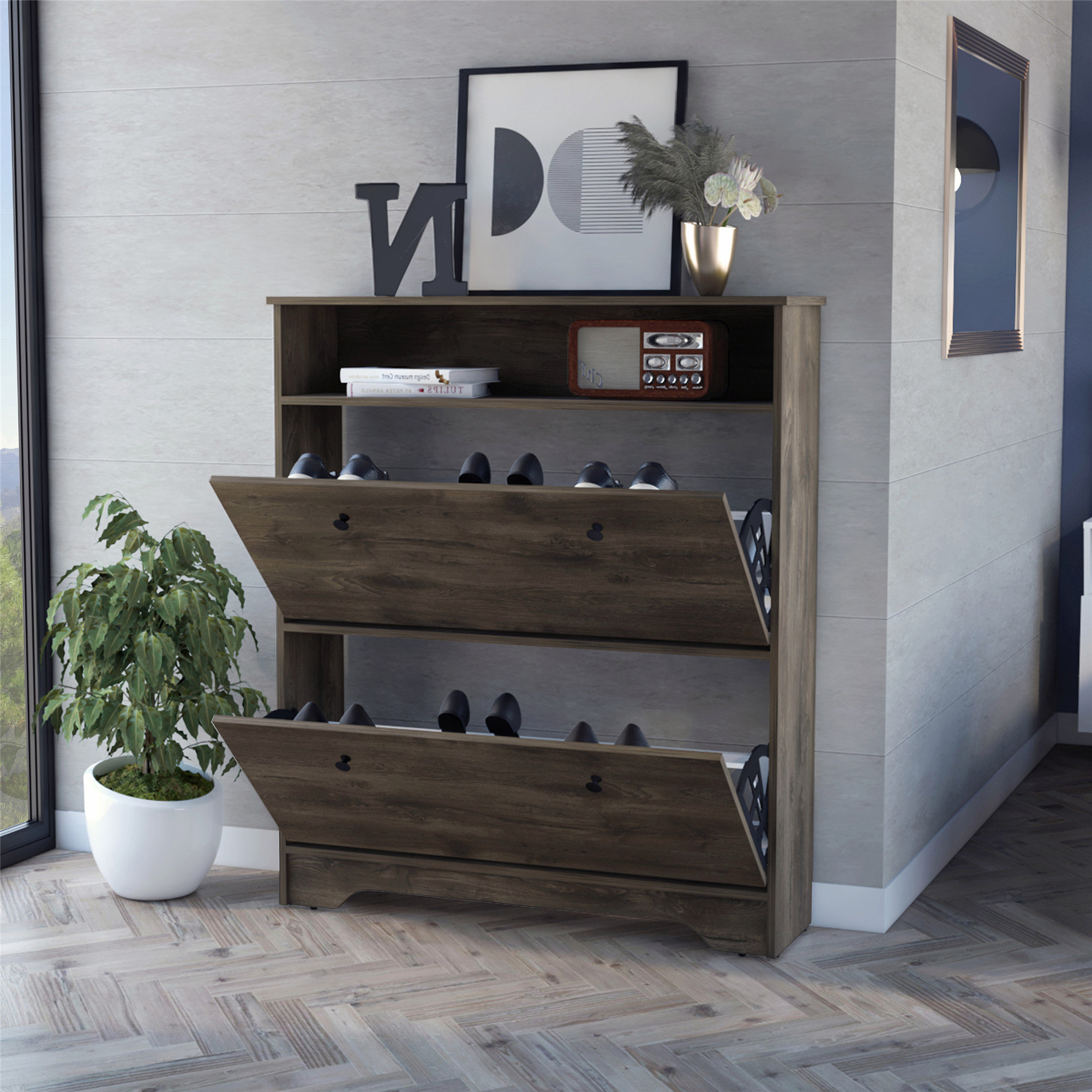 Latitude Run® 12 Pair Shoe Storage Cabinet - Wayfair Canada