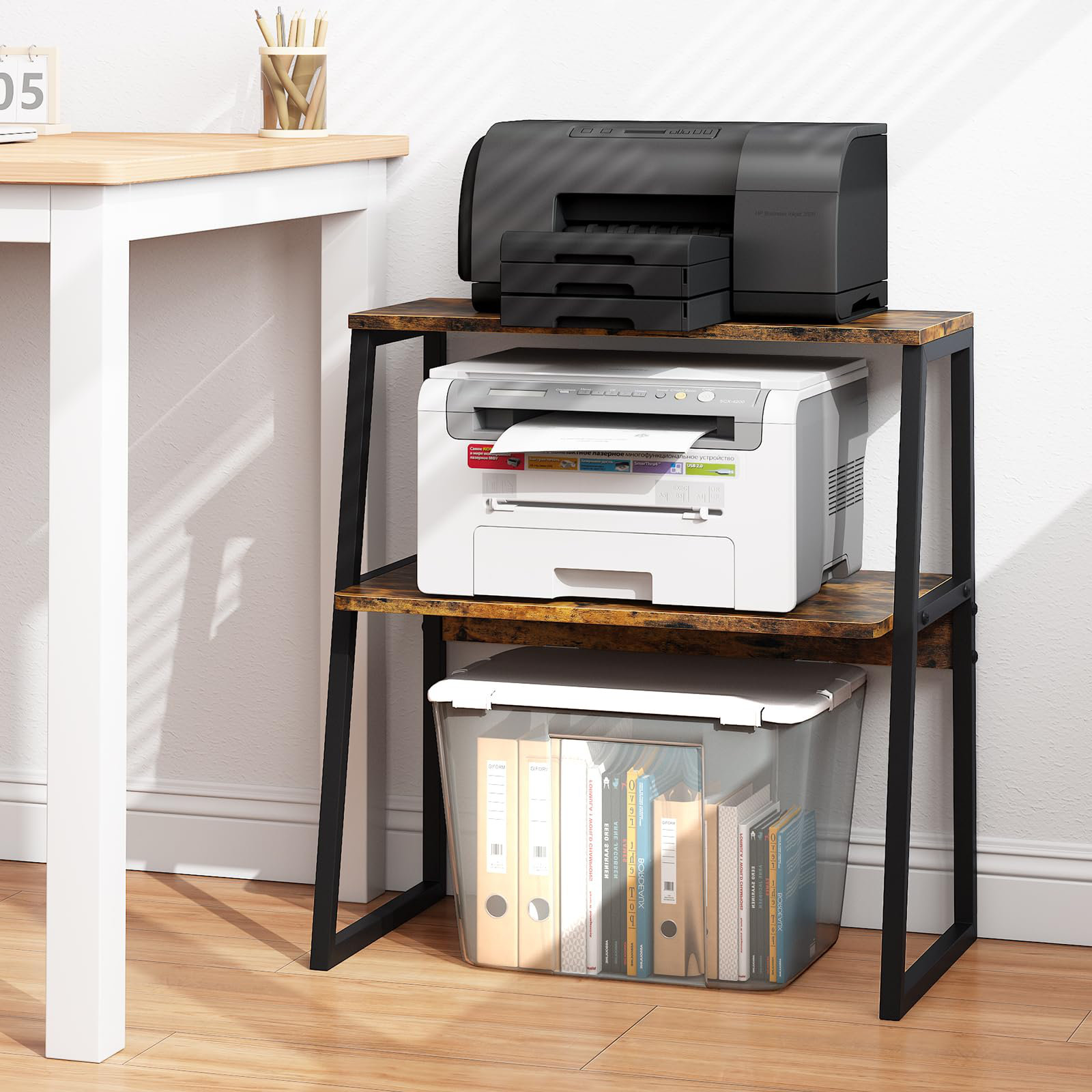 LEERWEI Printer Stand For Desk, Desktop Printer Shelf, 3 Tier Desk ...