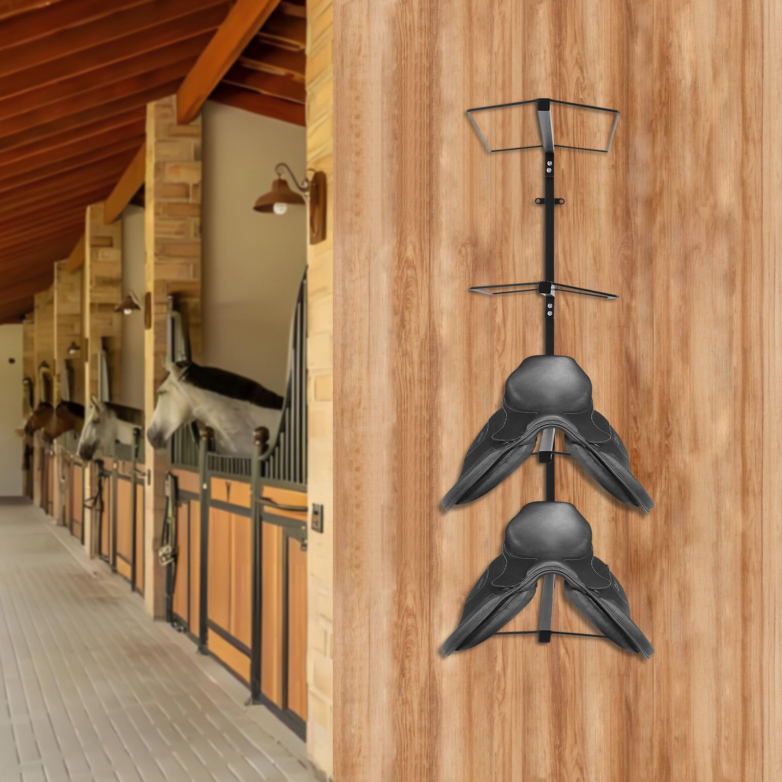 17 Stories 4-Tier Wall Mounted Saddle Rack For Horse Tack Room Stable ...