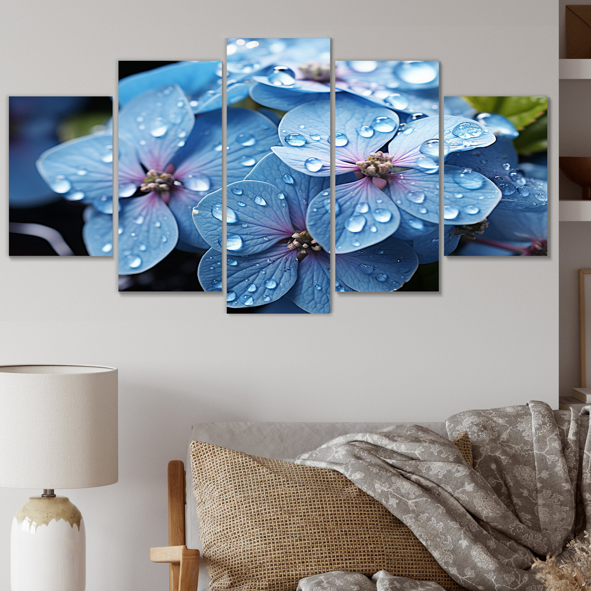 Latitude Run® Flowers Serenade In Blue - Floral Metal Wall Art Set ...