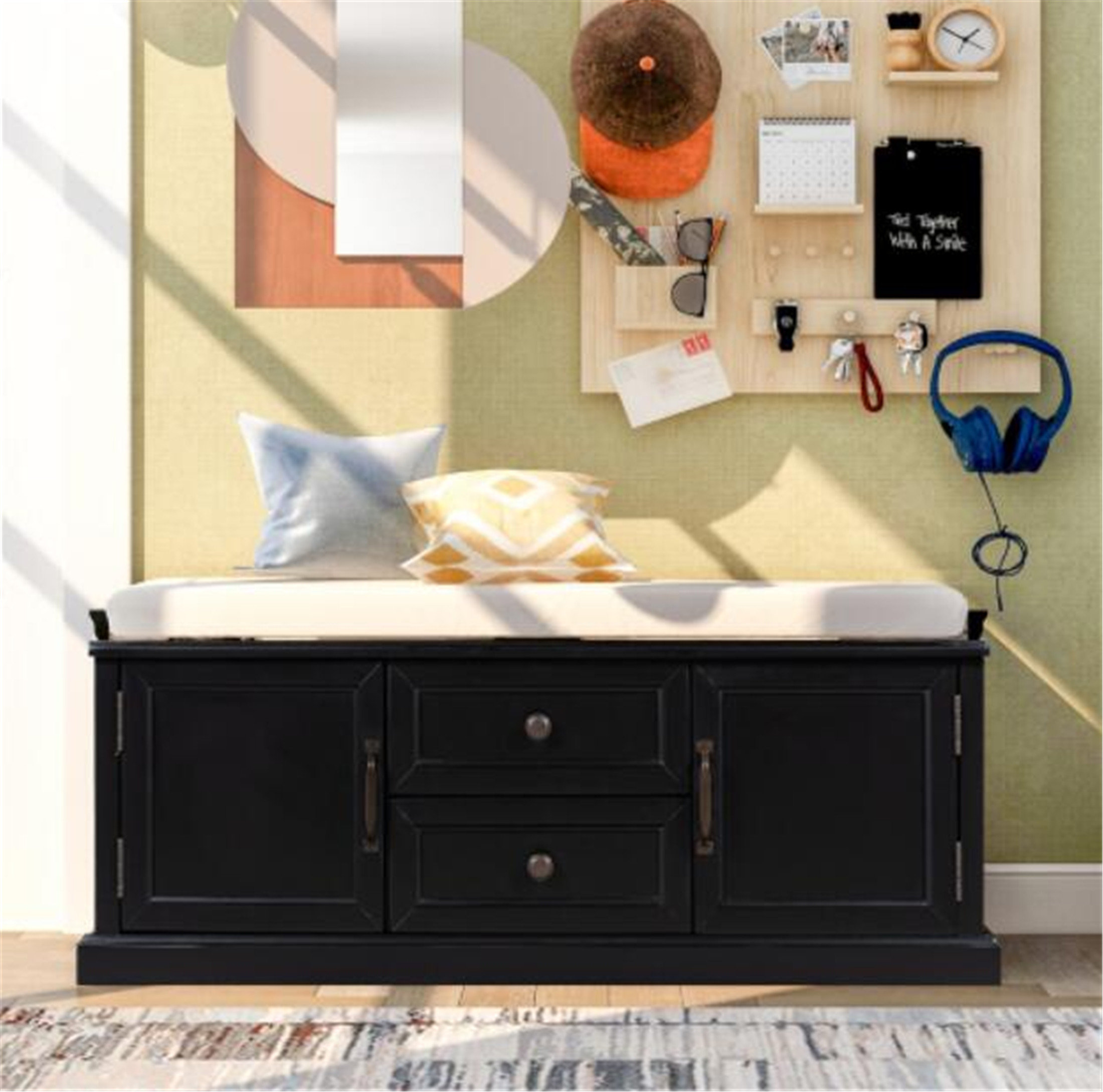 Wildon Home® Amarrah Storage Bench With 2 Drawers And 2 Cabinets, Shoe ...