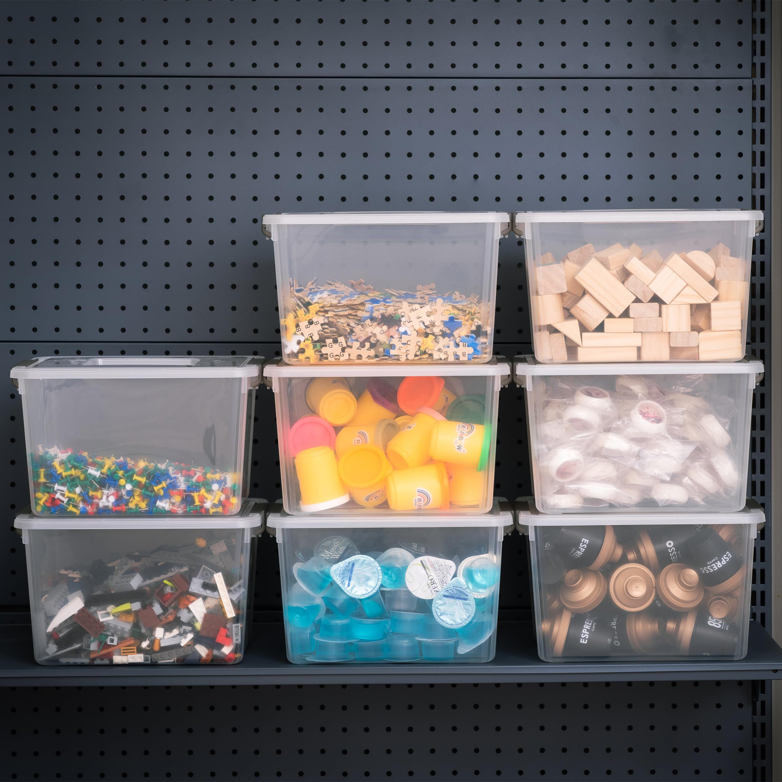 Rebrilliant 8 Packs 6 QT Plastic Storage Bins With Latching Lids Clear ...