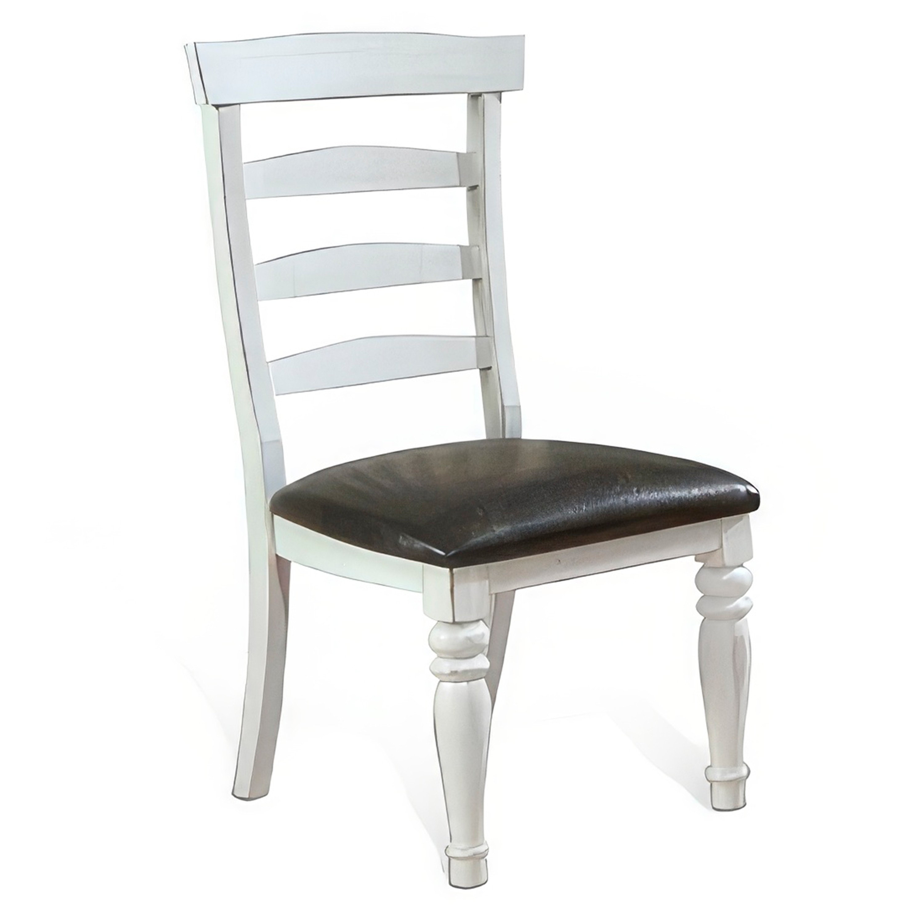 Benjara Orso Dining Chair, Ladderback Design, White, Dark Brown Mindi ...