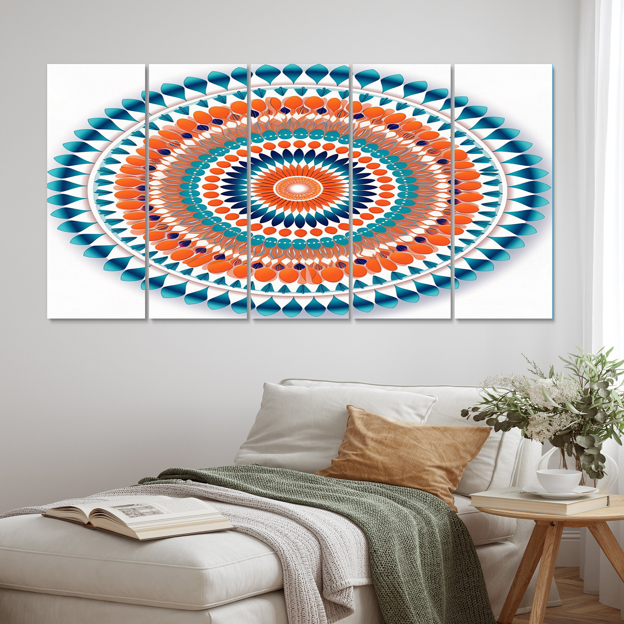 Dakota Fields Exquisite Mandala In Retro Blue And Orange - Boho Mandala ...