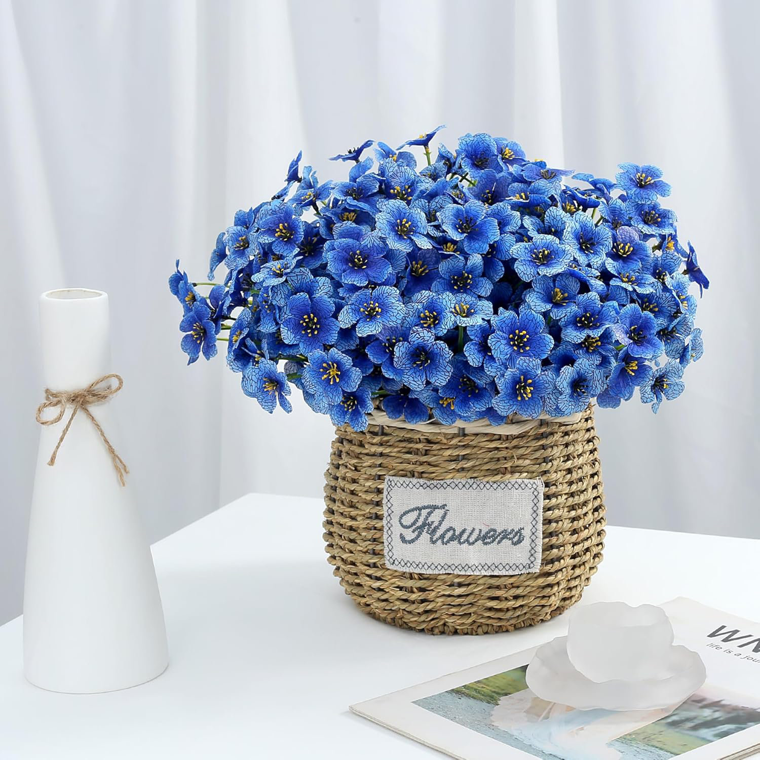 Primrue 12 Bundles Blue Spring Artificial Flowers for Outdoors Fake ...