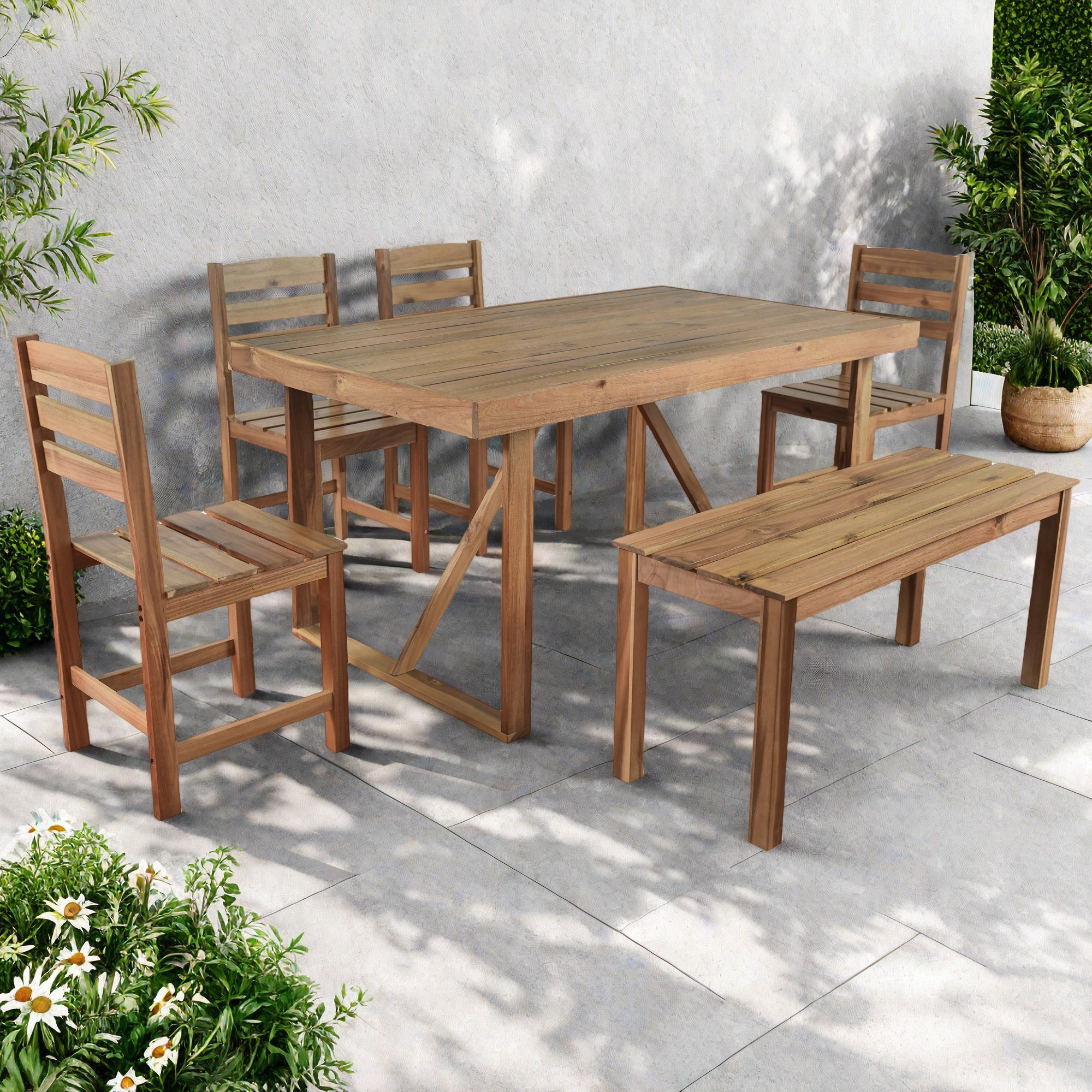 Red Barrel Studio® High-Quality Acacia Wood Outdoor Table And Chair Set ...