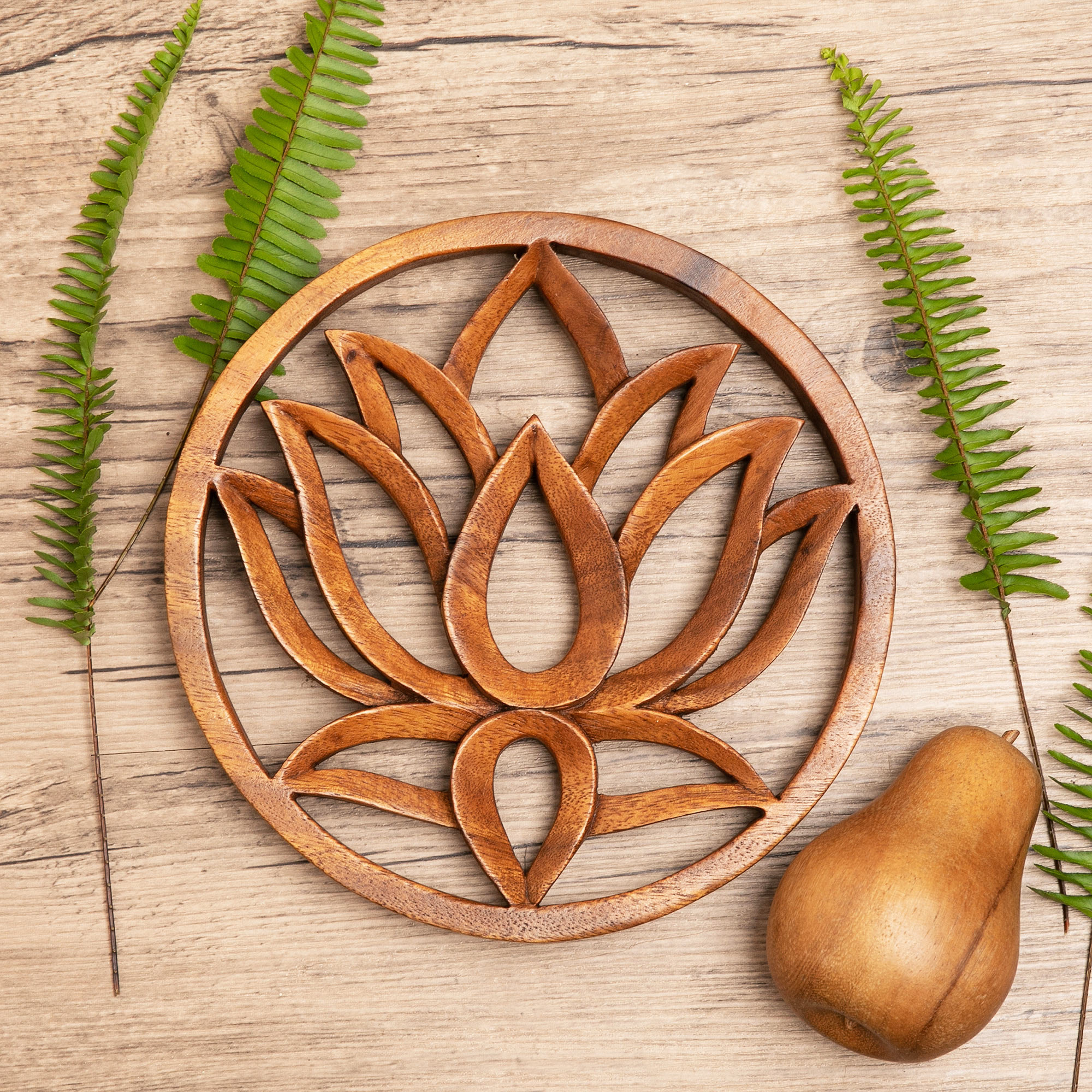 Bungalow Rose Handmade One Lotus Wood Relief Panel - Wayfair Canada