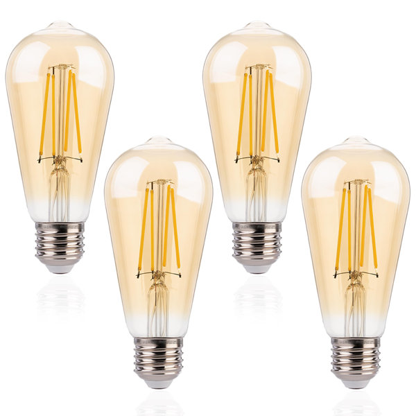 Flsnt 40w Equivalent Led Edison Bulbs With Amber Glass, 4w St19 ...