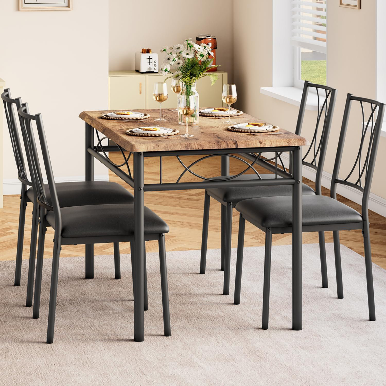 17 Stories Dining Table Set For 4, Kitchen Table And Chairs Set For 4 ...