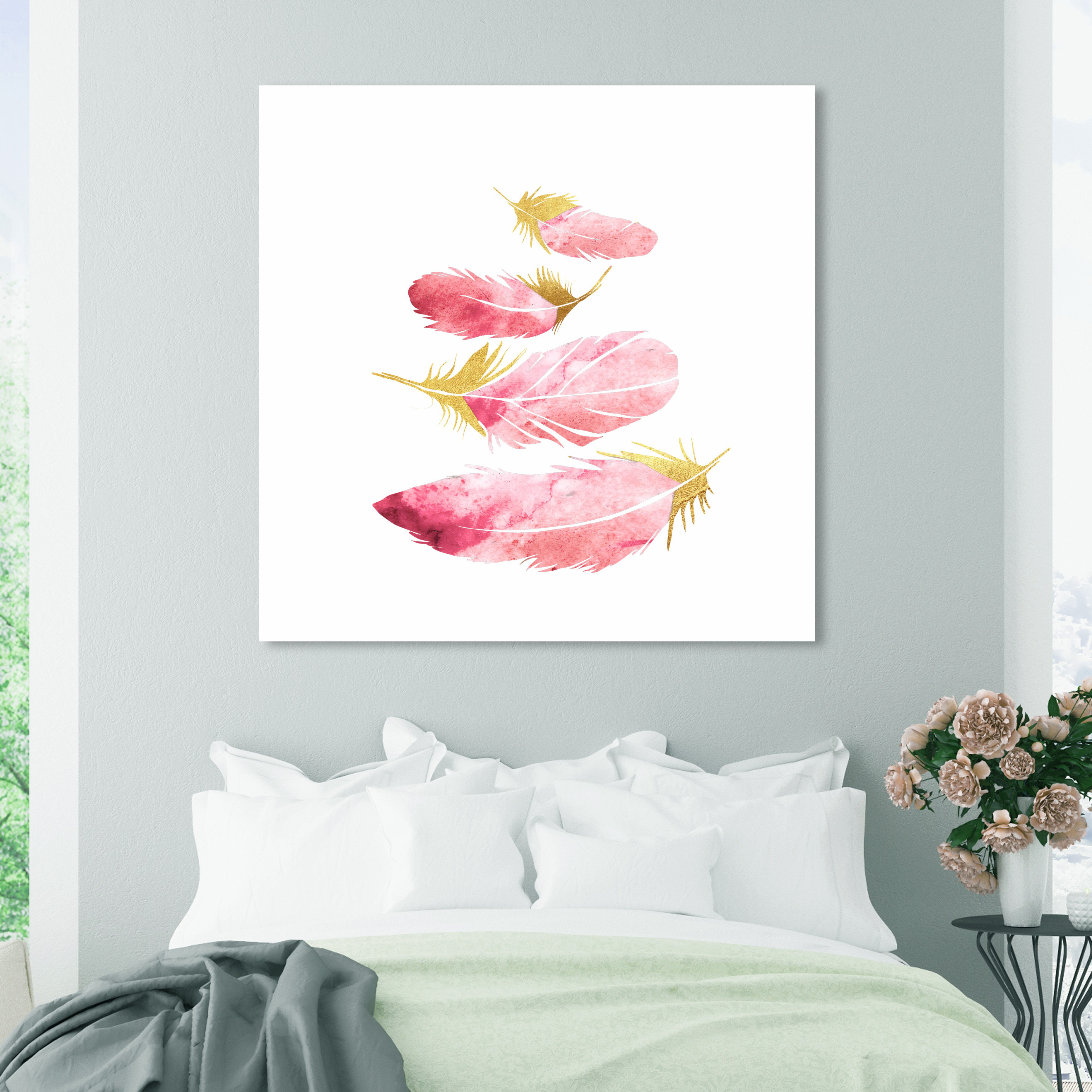 Oliver Gal Prints Fashion and Glam Gentle Feather Fall Feathers ...