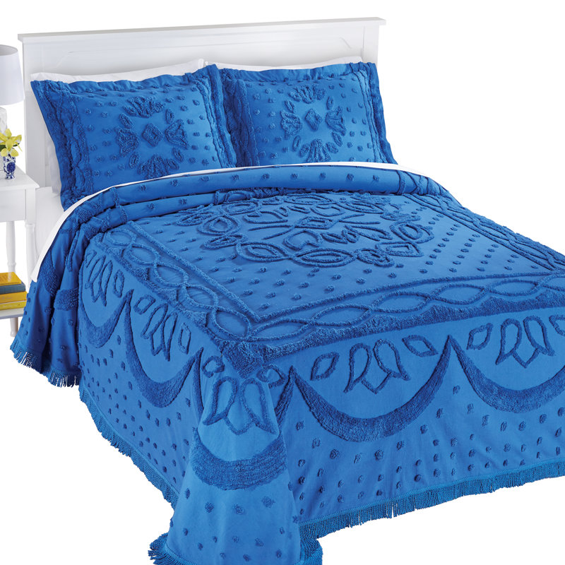 Winston Brands Emerson Textured Medallion Fringe Border Bedspread | Wayfair