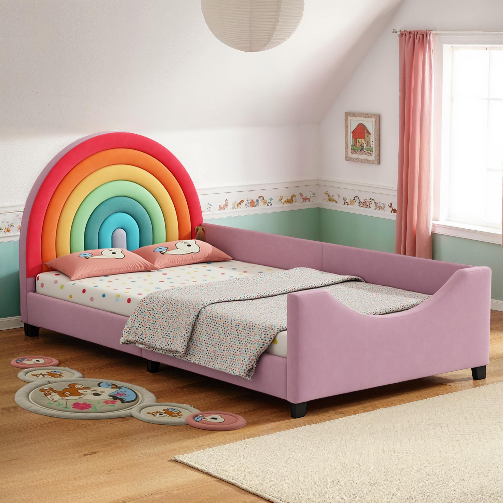 Gemma Violet Velvet Twin Daybed, Rainbow Princess Bed | Wayfair