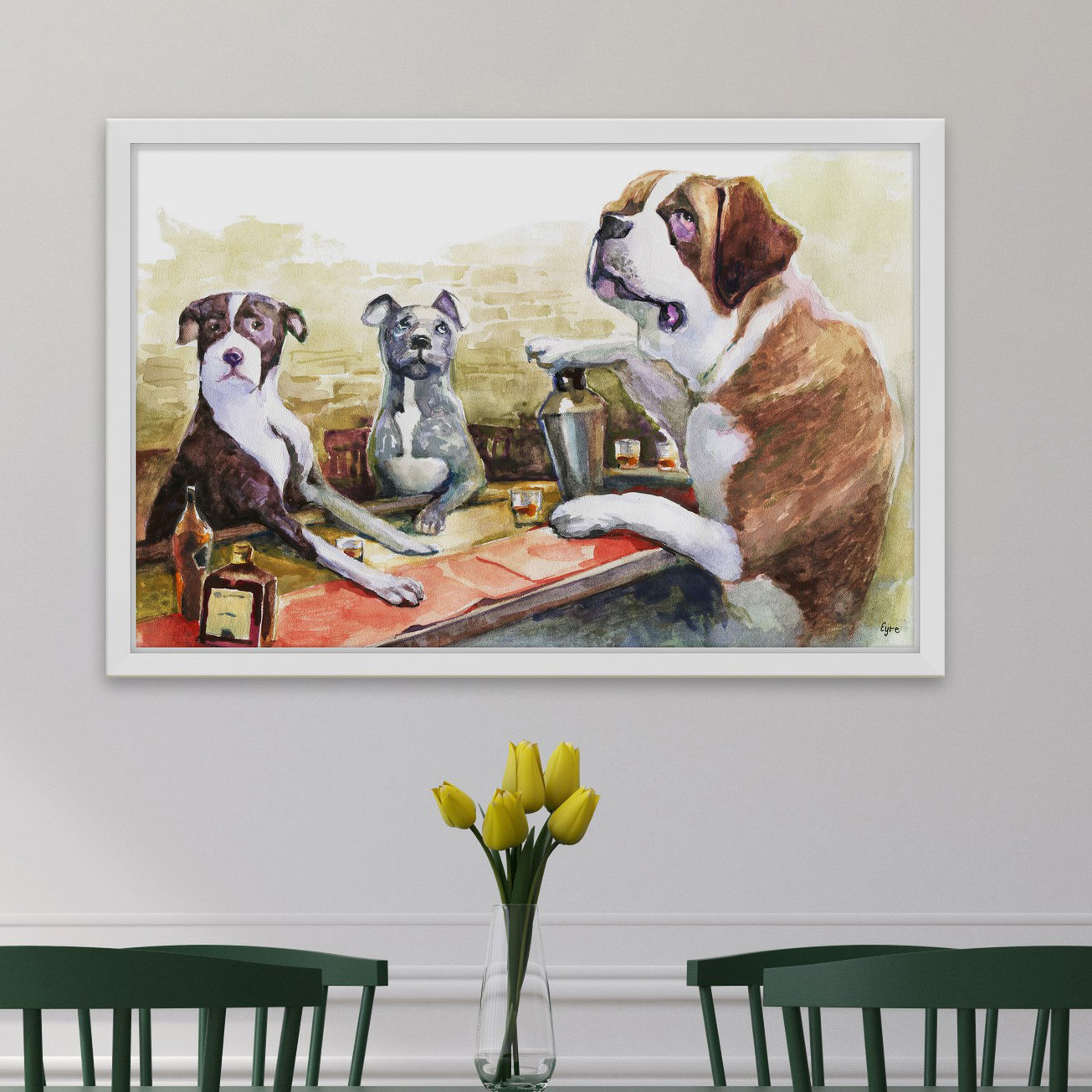 Red Barrel Studio 'Dogs Bar' Framed Watercolor Painting Print - Wayfair ...