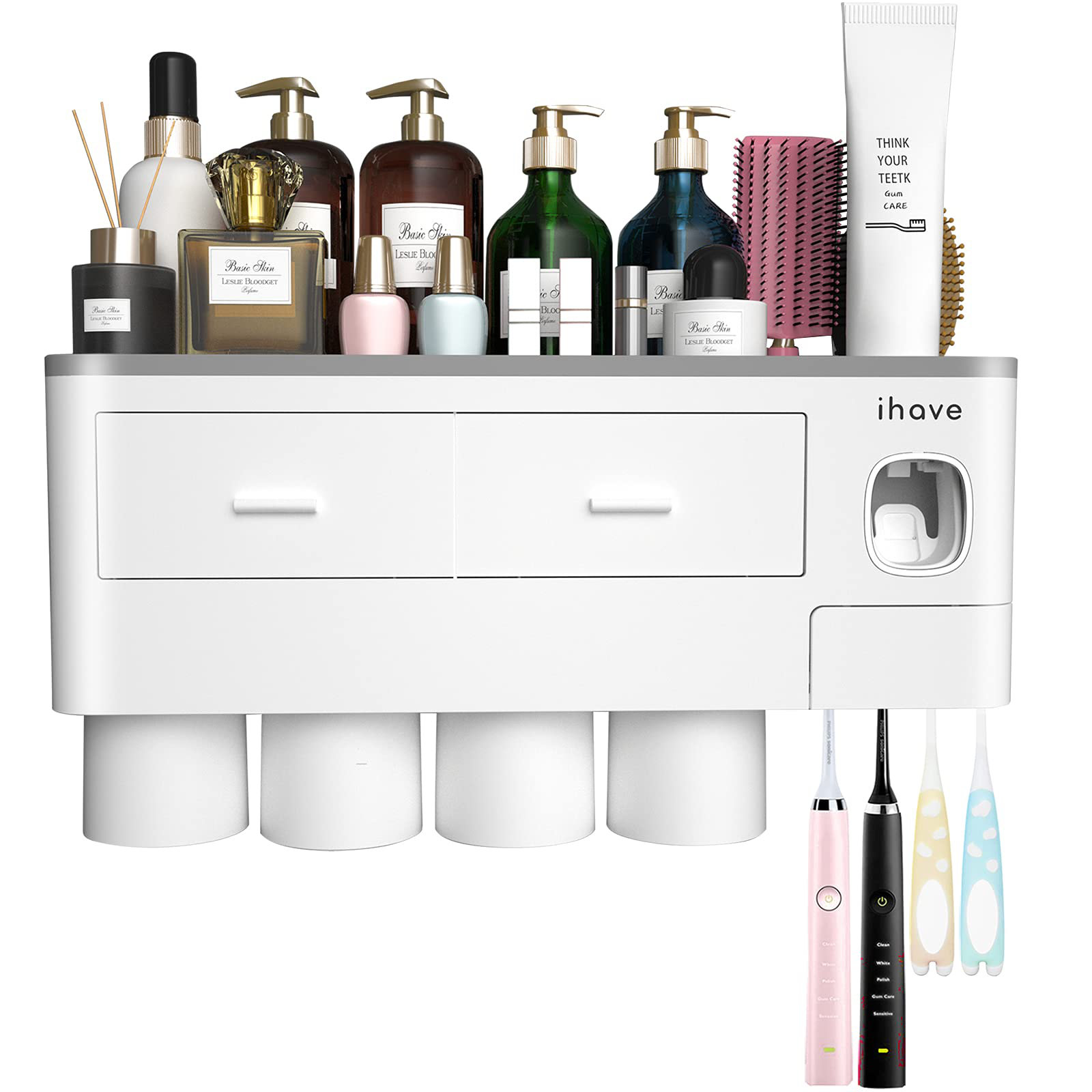 Generic Toothbrush Holders For Bathrooms, 4 Cups Toothbrush Holder Wall ...