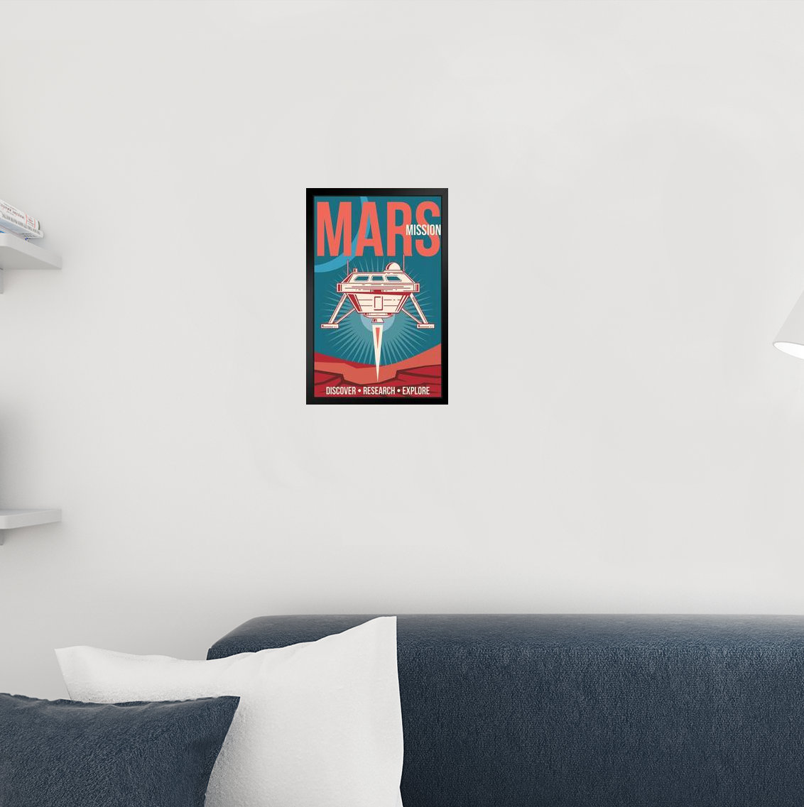 Corrigan Studio® Spaceship Landing On Mars Vintage Space Travel Black ...