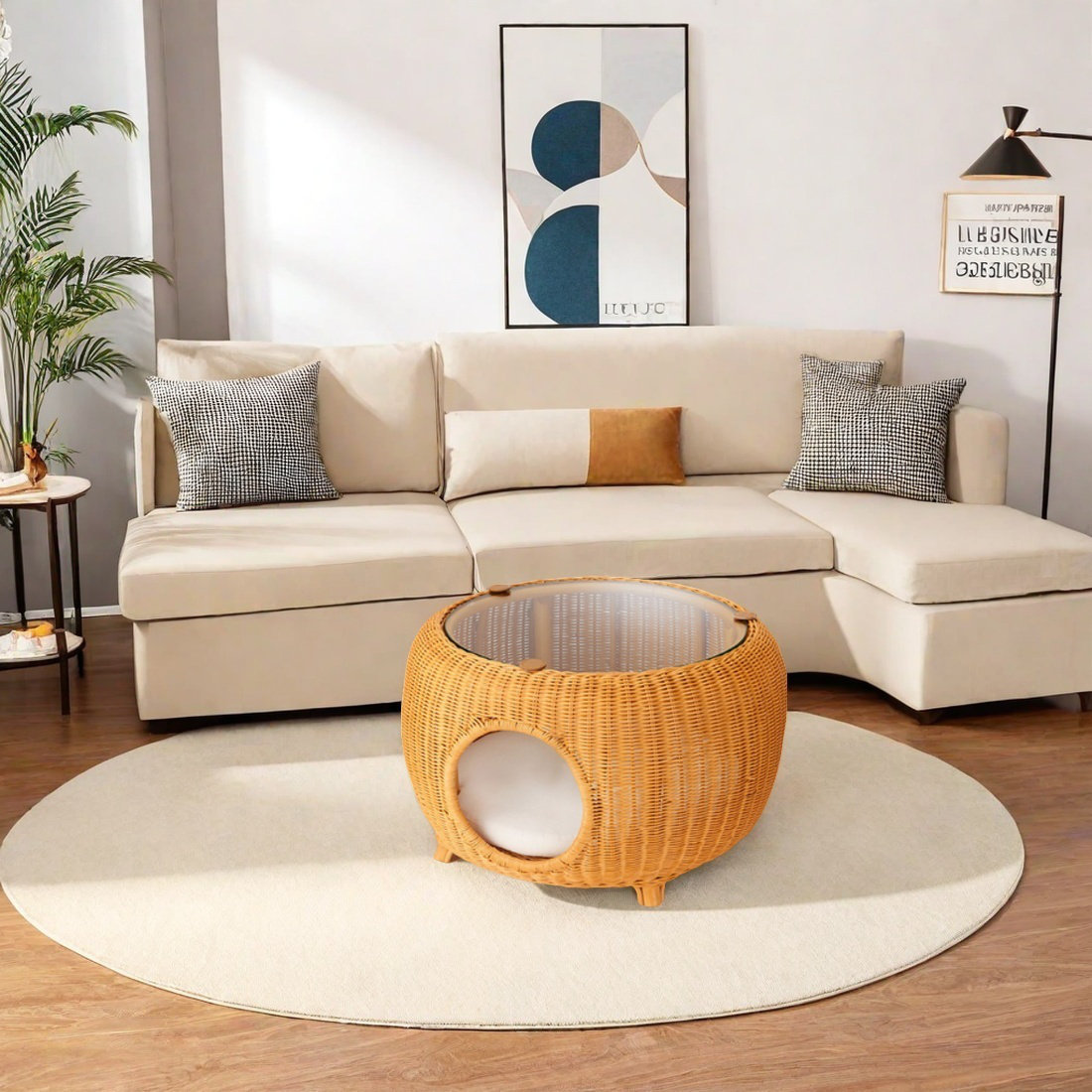 Elegant Home Furnishings.s Cat Bed Table with Vines Ultra White Glass ...